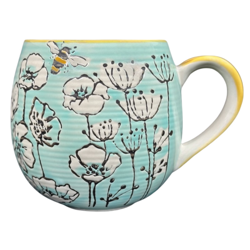Bees And Flowers Etched Mug Taimei Teatime – Mug Barista