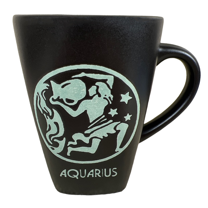 Aquarius Tall Zodiac Etched Square Bottom Teal Interior Mug Fisher ...